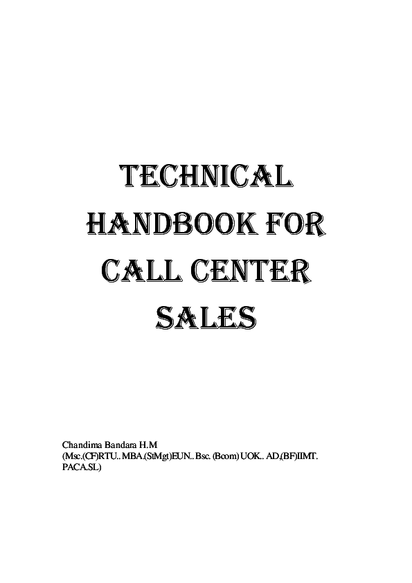 (PDF) Technical handbook for Call center sales