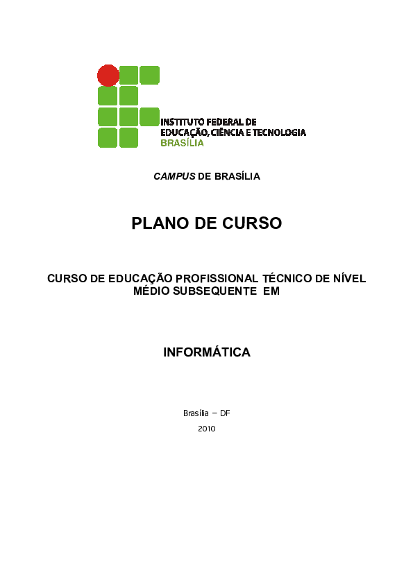 (PDF) PLANO DE CURSO CURSO DE EDUCAÇÃO PROFISSIONAL TÉCNICO DE NÍVEL ...