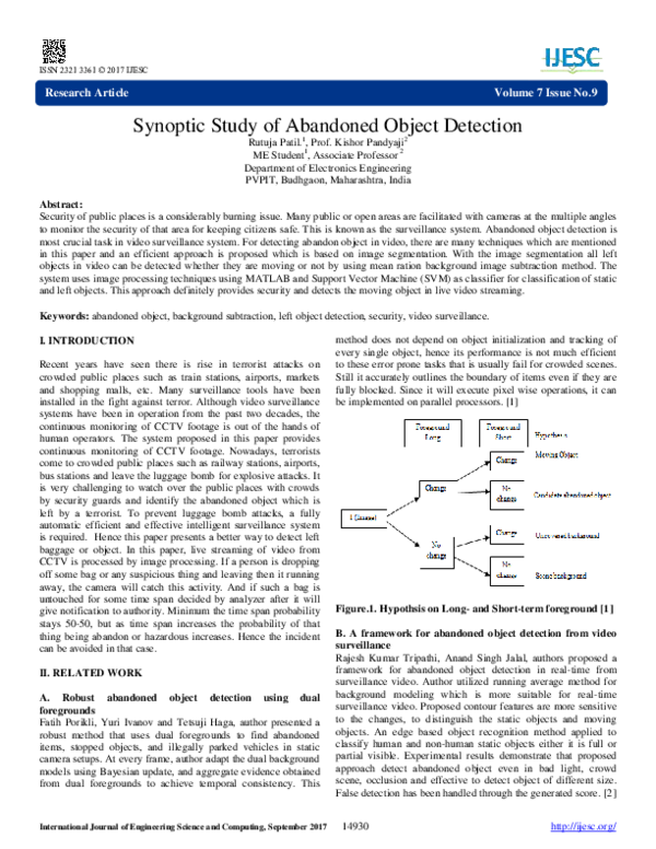 (PDF) Synoptic Study of Abandoned Object Detection