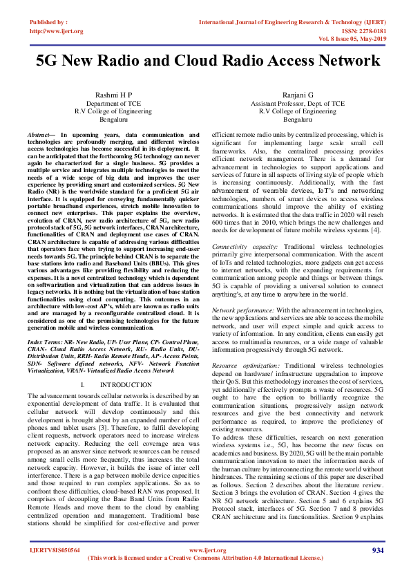 (PDF) IJERT-5G New Radio and Cloud Radio Access Network