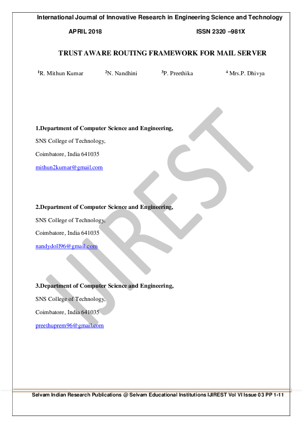 Pdf Trust Aware Routing Framework For Mail Server