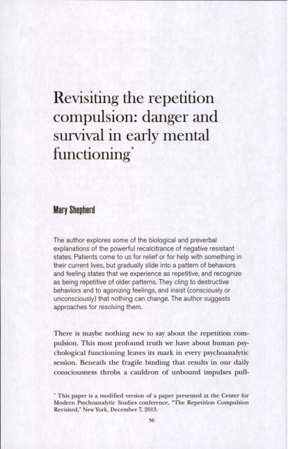 (PDF) Revisiting the repetition compulsion: danger and survival in ...