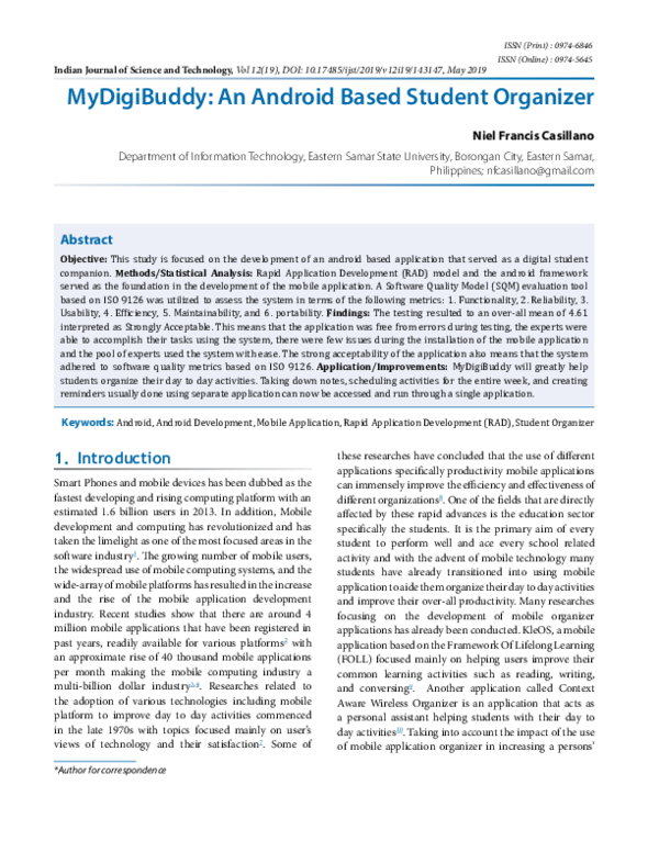 (PDF) MyDigiBuddy: An Android Based Student Organizer