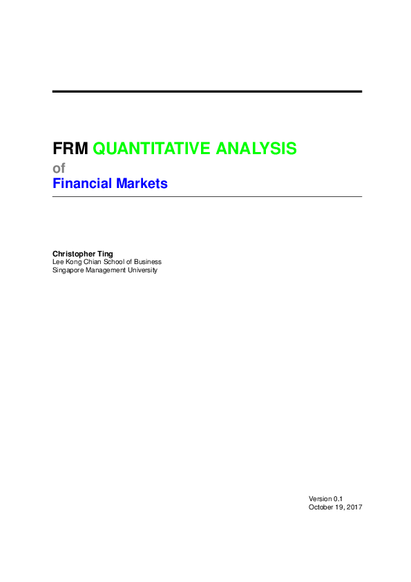 (PDF) FRM QUANTITATIVE ANALYSIS of Financial Markets