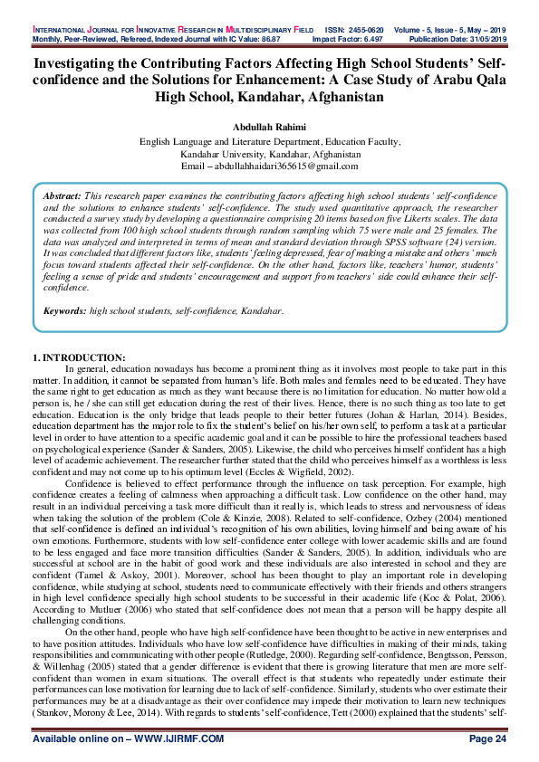 (PDF) Investigating the Contributing Factors Affecting High School ...