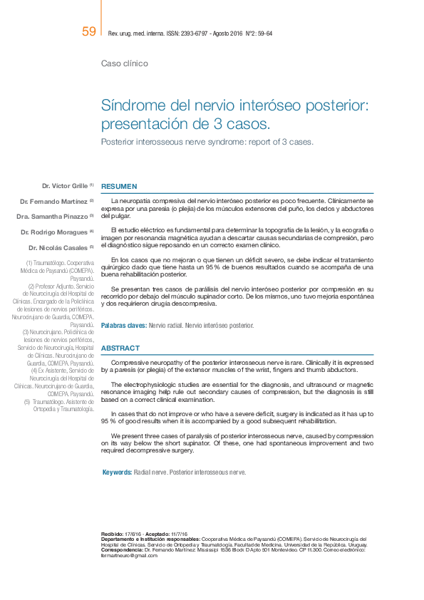 (PDF) Nervio interoseo posterior