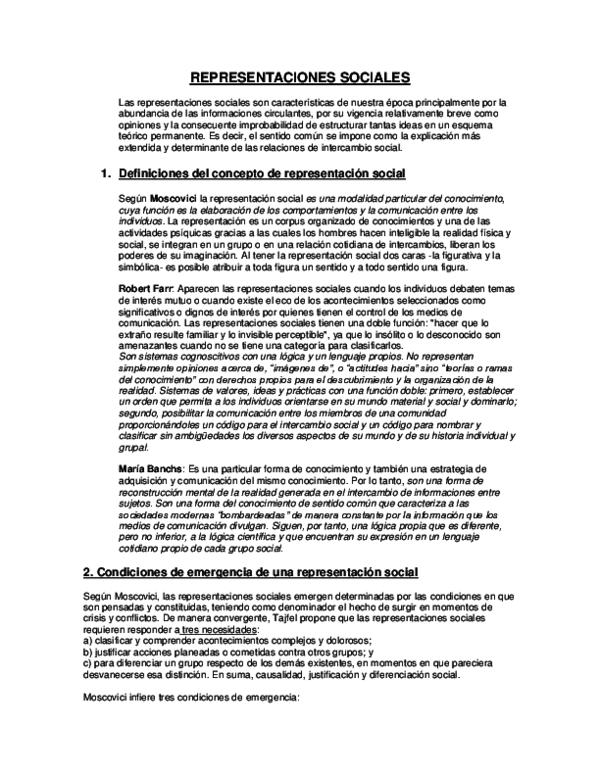 (DOC) Representaciones Sociales