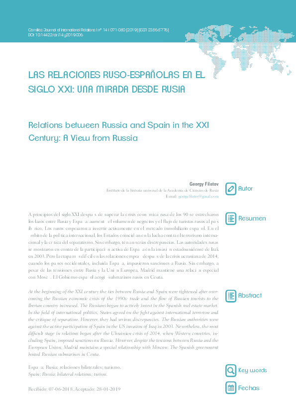 (PDF) LAS RELACIONES RUSO-ESPAÑOLAS EN EL SIGLO XXI: UNA MIRADA DESDE ...
