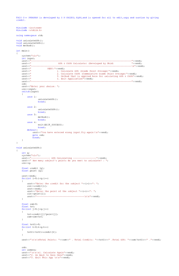 (DOC) A C program to calculate CGPA and https (1) | Ebsa Oro Dembi - Academia.edu