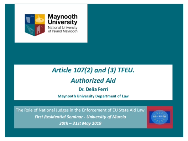 (PDF) Article 107(2) and (3) TFEU. Authorized Aid.