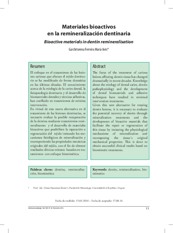 (PDF) Materiales bioactivos en la remineralizacion dentinaria20190602 ...