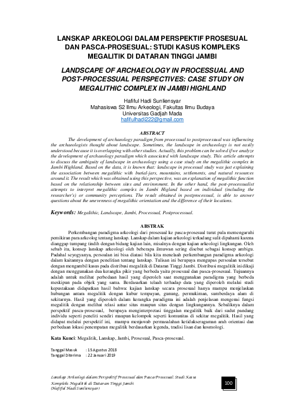 (PDF) LANDSCAPE OF ARCHAEOLOGY IN PROCESSUAL AND POST-PROCESSUAL ...