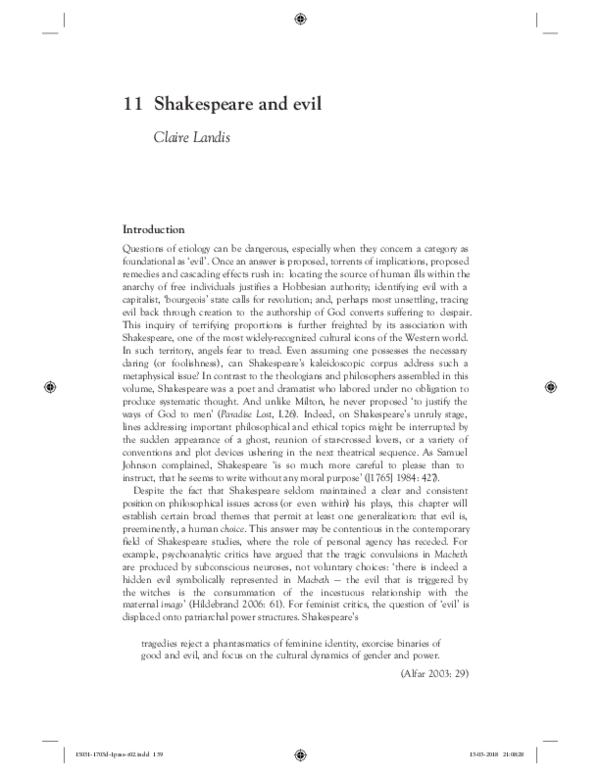 (PDF) Shakespeare and Evil
