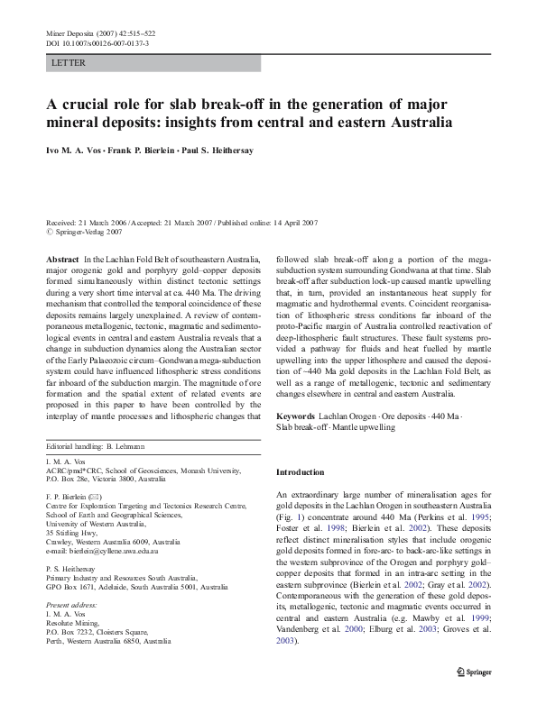 (PDF) A crucial role for slab break-off in the generation of major ...