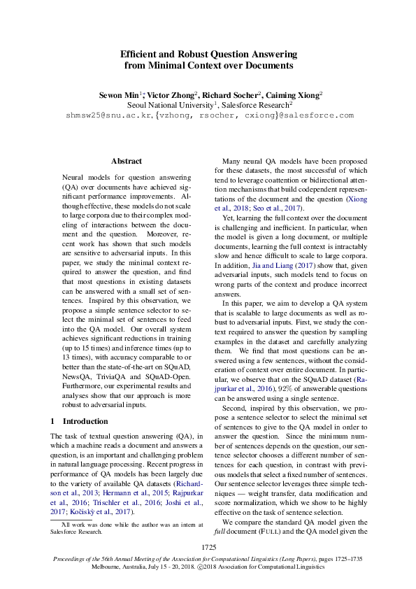 (PDF) Efficient and Robust Question Answering from Minimal Context over ...