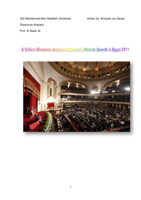 (DOC) Analysis of Obama's Speech