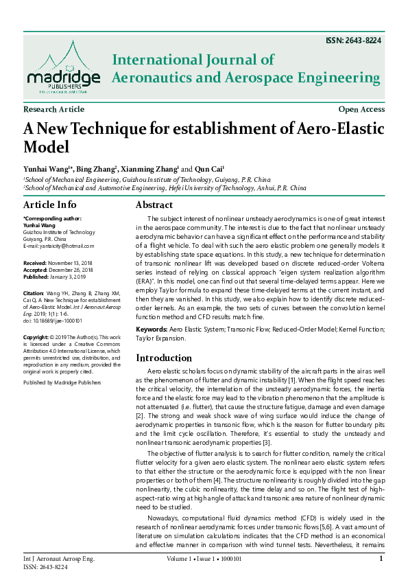 (PDF) A New Technique for establishment of Aero-Elastic Model