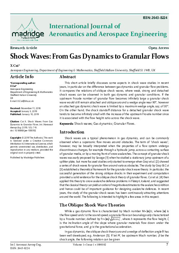(PDF) Shock Waves: From Gas Dynamics to Granular Flows