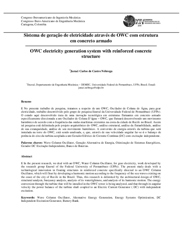 (PDF) Sistema de geração de eletricidade através de OWC com estrutura ...