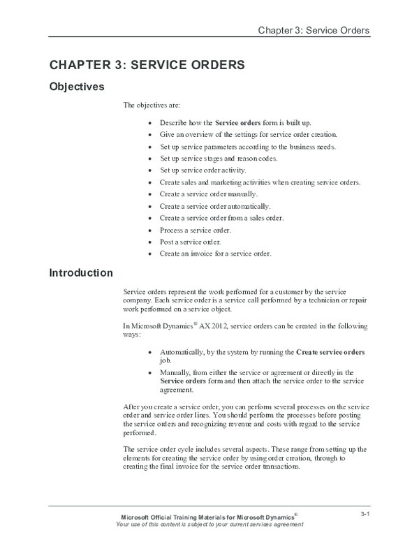 (PDF) CHAPTER 3: SERVICE ORDERS Objectives