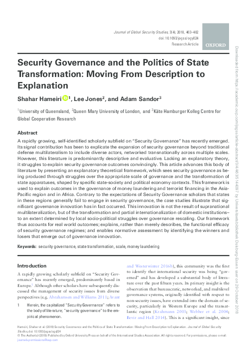 (PDF) Security Governance and the Politics of State Transformation ...