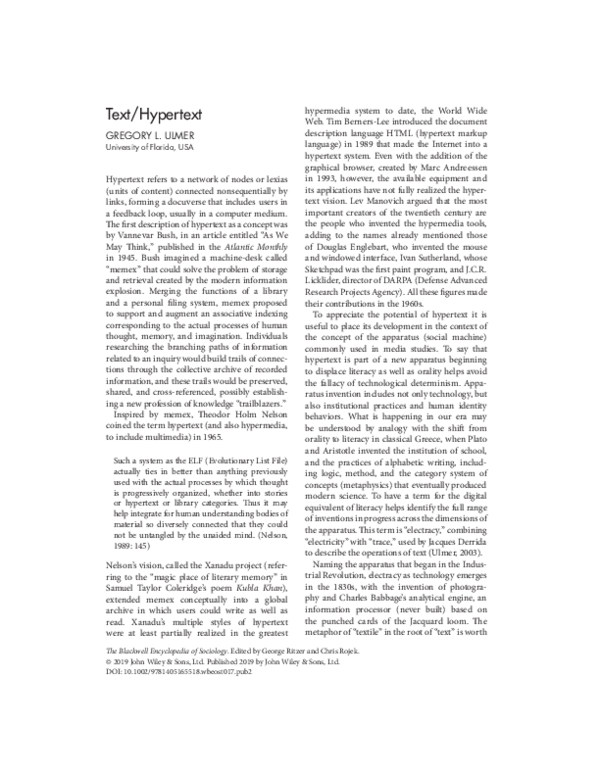 (PDF) Text Hypertext