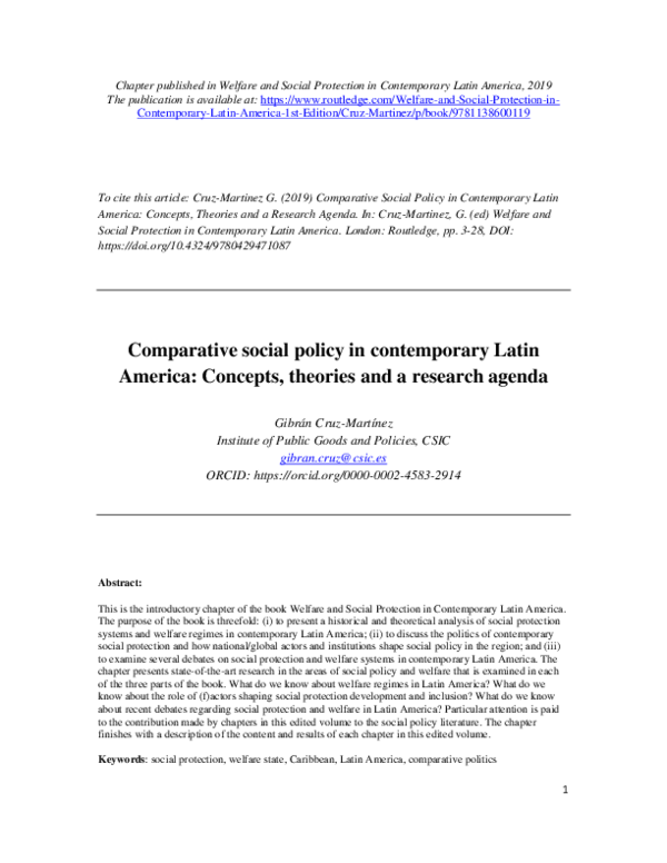 (PDF) Social Protection and Welfare in Latin America