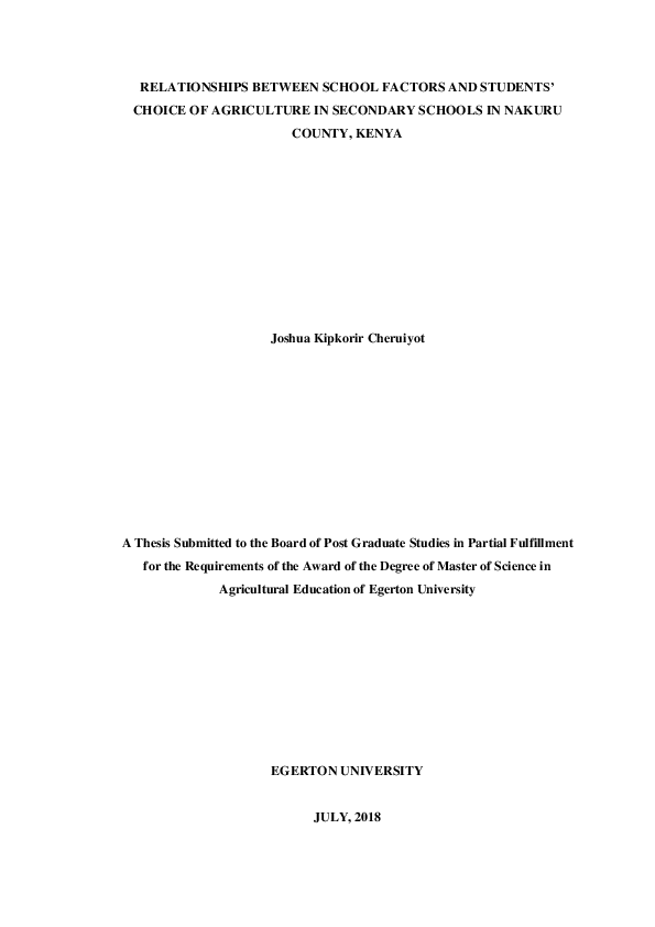 (DOC) RELATIONSHIPS BETWEEN SCHOOL FACTORS AND STUDENTS' CHOICE OF AGRICULTURE IN SECONDARY ...