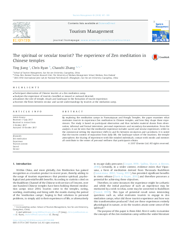 (PDF) The spiritual or secular tourist? The experience of Zen ...