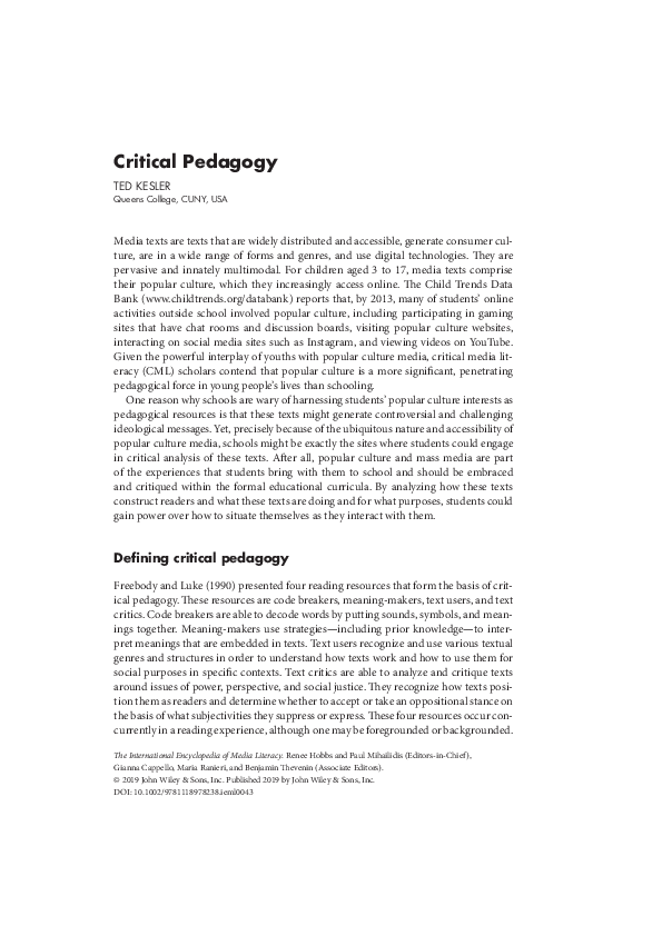 (PDF) Critical Pedagogy