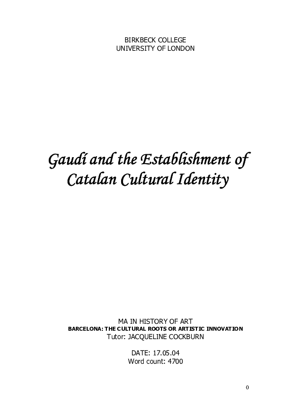 (PDF) Gaudí and the Establishment of Catalan Cultural Identity MA IN ...