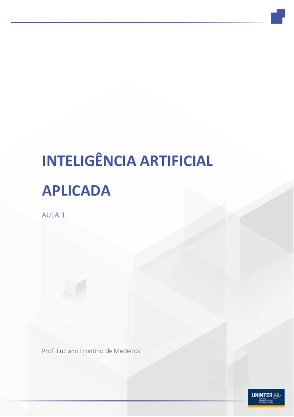(PDF) INTELIGÊNCIA ARTIFICIAL APLICADA AULA 1