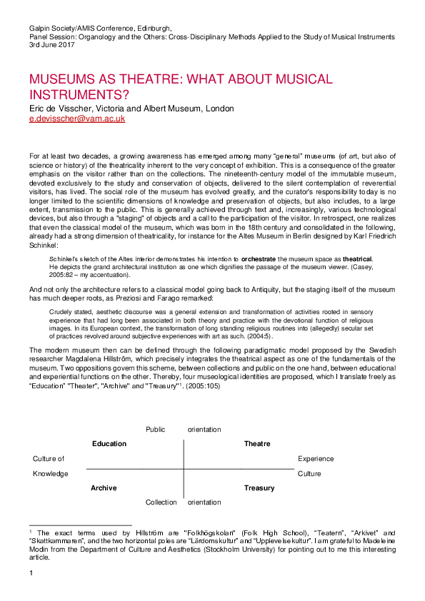(PDF) MUSEUMS AS THEATRE: WHAT ABOUT MUSICAL INSTRUMENTS