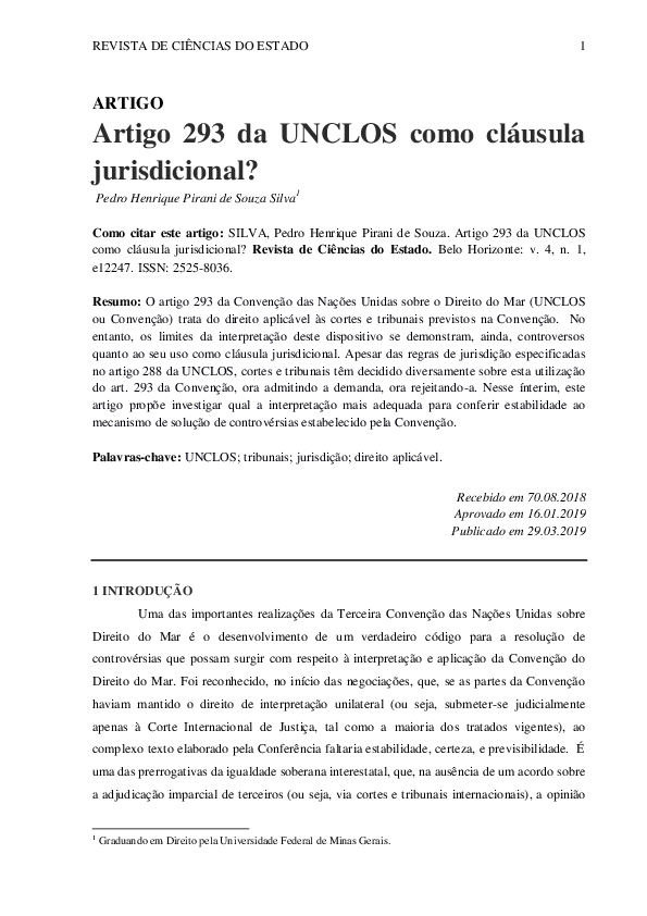(PDF) Artigo 293 da UNCLOS como cláusula jurisdicional? / Article 293 ...