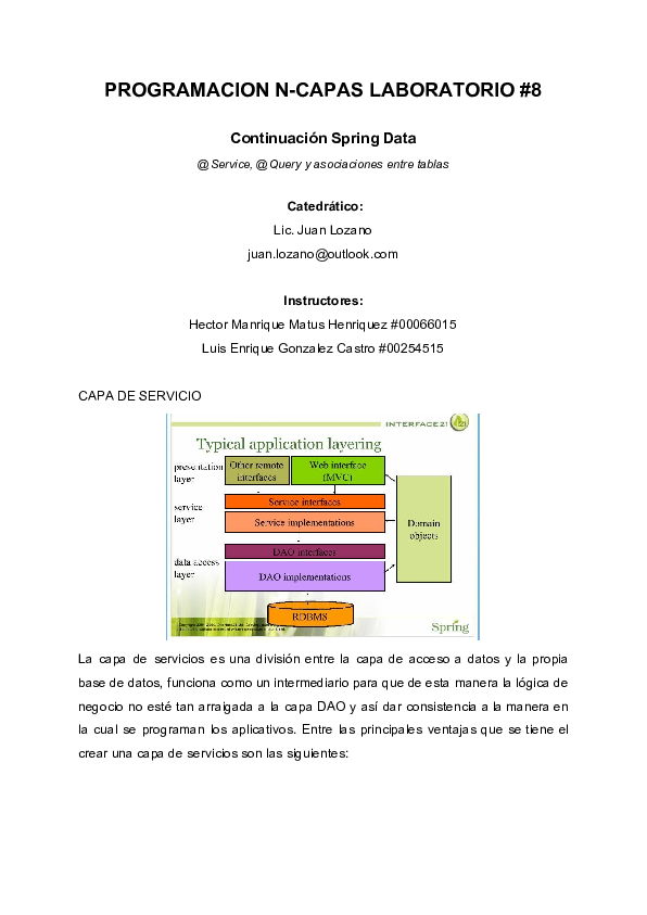(PDF) PROGRAMACION N-CAPAS LABORATORIO #8 Continuación Spring Data ...
