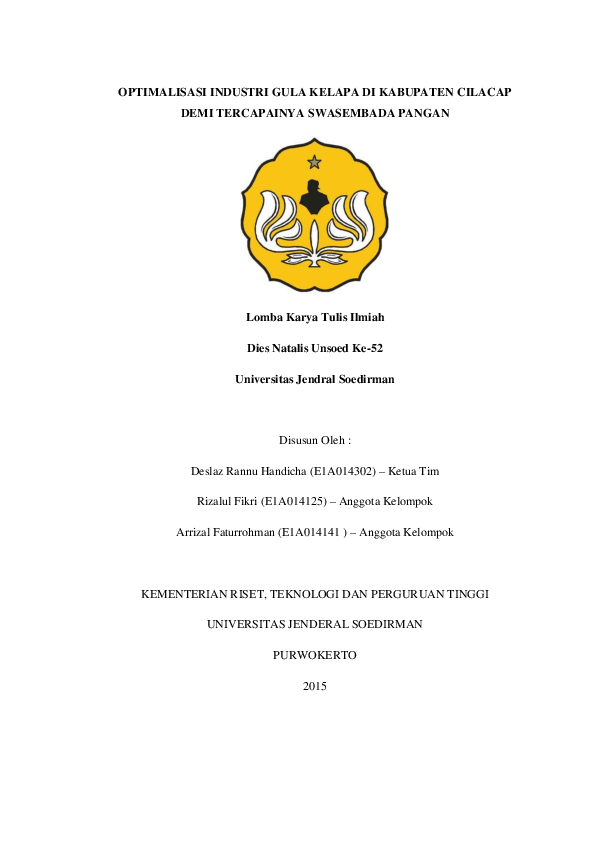 (DOC) OPTIMALISASI INDUSTRI GULA KELAPA DI KABUPATEN CILACAP DEMI ...