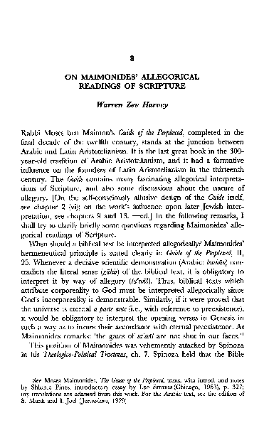 (PDF) Warren Zev Harvey, “On Maimonides’ Allegorical Readings of ...