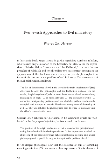 (PDF) Warren Zev Harvey, “Two Approaches to Evil in History,” in Steven ...