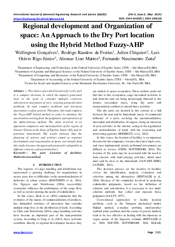 (PDF) Regional development and Organization of space: An Approach to the Dry Port location using ...