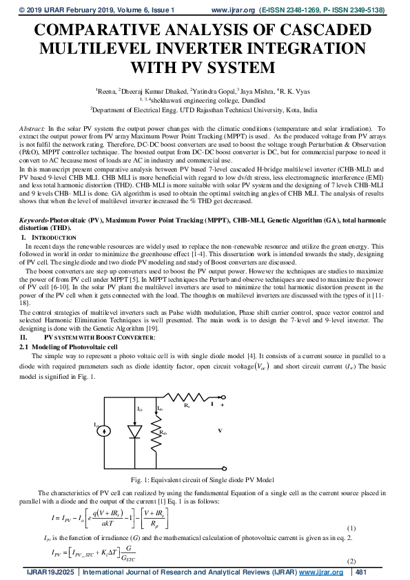 (PDF) COMPARATIVE ANALYSIS OF CASCADED MULTILEVEL INVERTER INTEGRATION ...