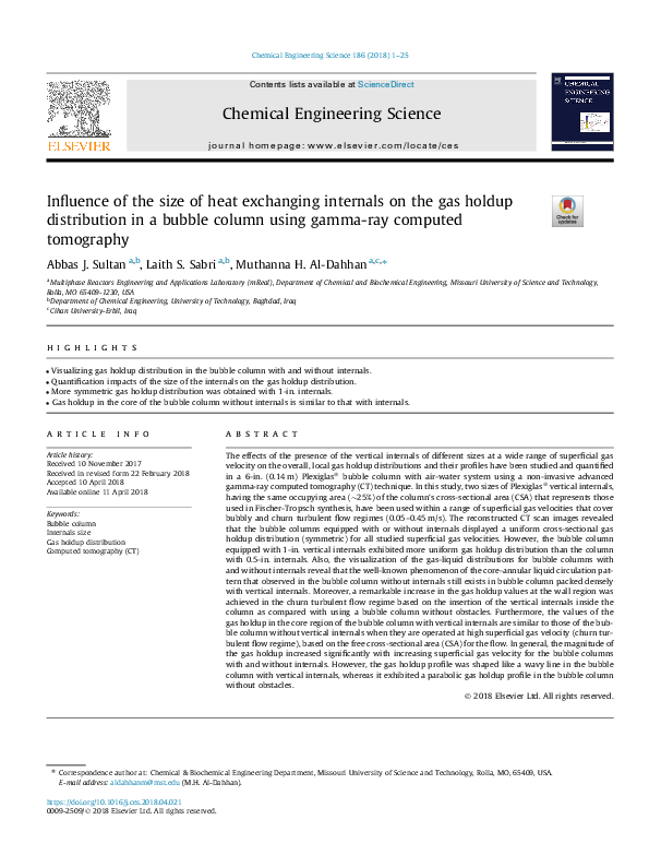 (PDF) Heat transfer study in a pilot-plant scale bubble column | Rahman Almusafir - Academia.edu