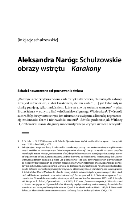 (PDF) Aleksandra Naróg – Schulzowskie obrazy wstrętu – „Karakony”
