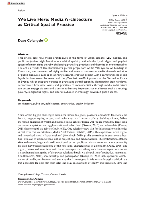 (PDF) We Live Here: Media Architecture as Critical Spatial Practice