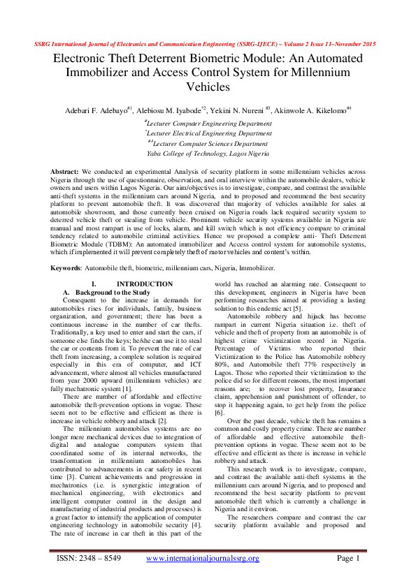 (PDF) Electronic Theft Deterrent Biometric Module: An Automated ...