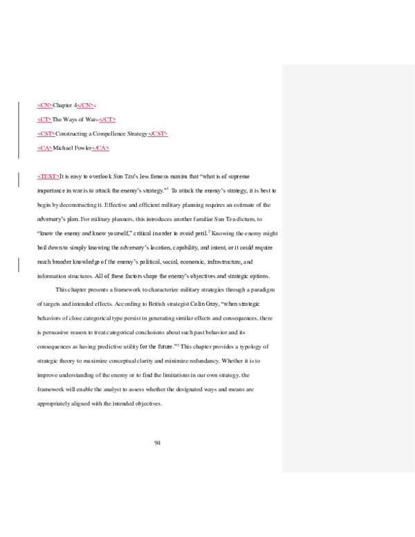 (DOC) Ways of War: Constructing a Compellence Strategy