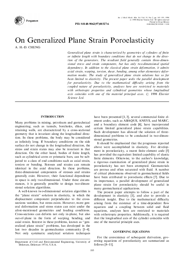 On generalized plane strain poroelasticity