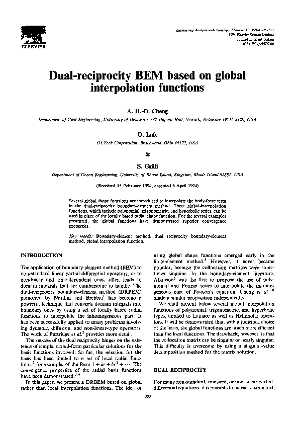 (PDF) Dual-reciprocity BEM based on global interpolation functions