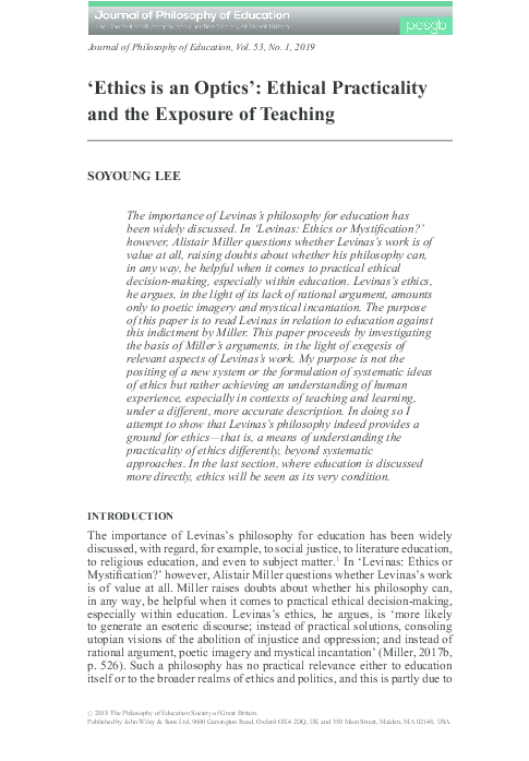 (PDF) ‘Ethics is an Optics’: Ethical Practicality and the Exposure of ...