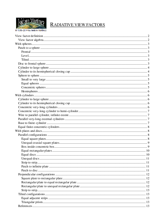 (PDF) RADIATIVE VIEW FACTORS View factor definition