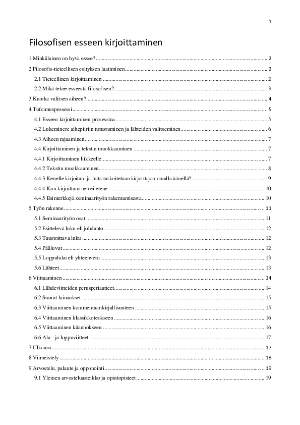 (PDF) Filosofisen esseen kirjoittaminen ("Writing a philosophical essay")